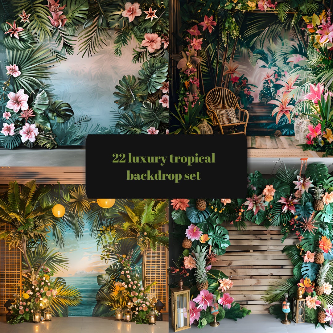 22 Luxury Tropical Backdrop Set, Luxury Digital Overlays, Luxury ...