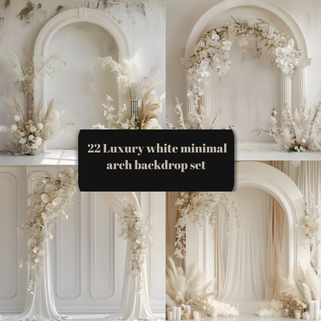 22 White Minimal Arch Backdrops: Luxury Digital Overlays - Etsy