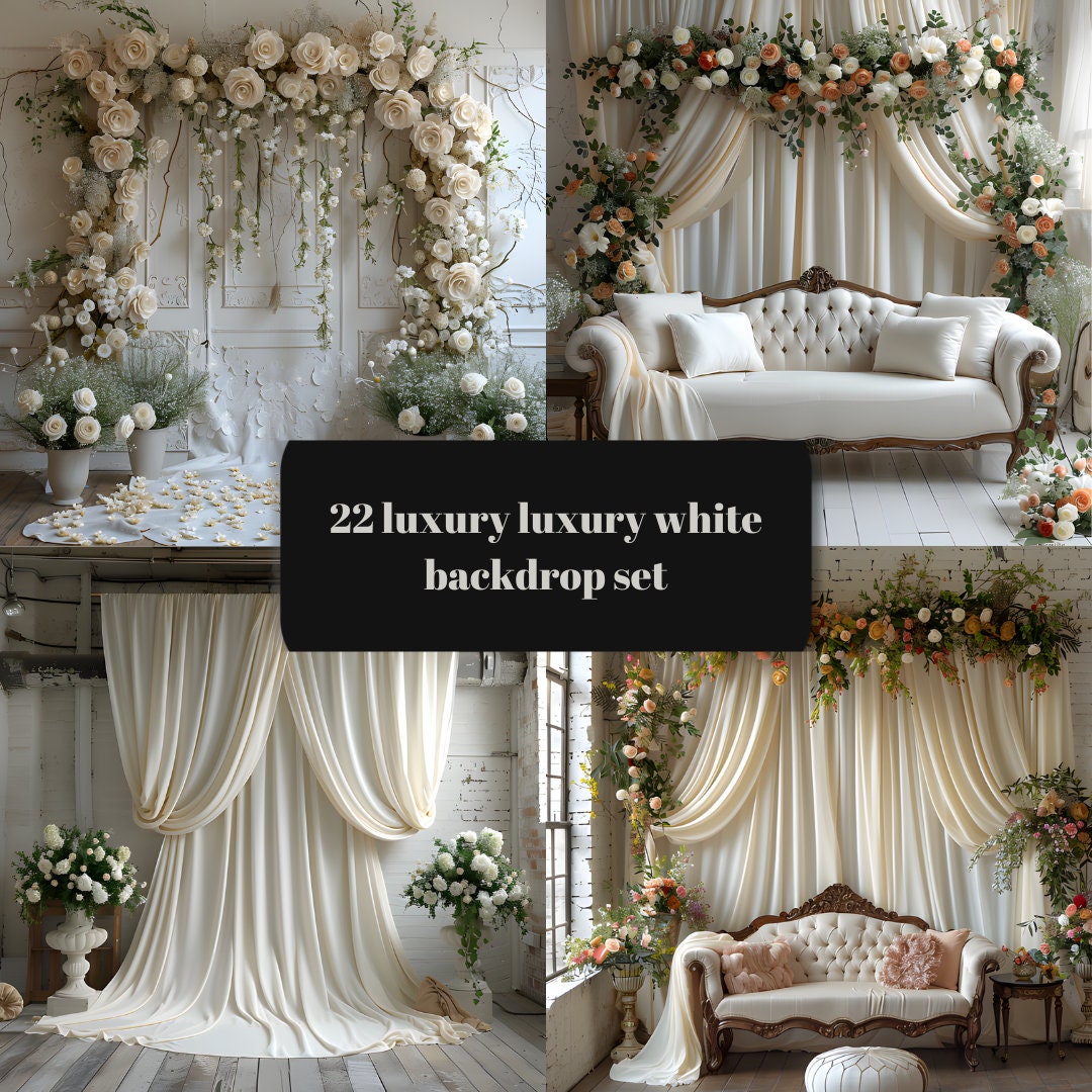 22 Luxury White Backdrop Set, Digital Background, Luxury Overlays ...