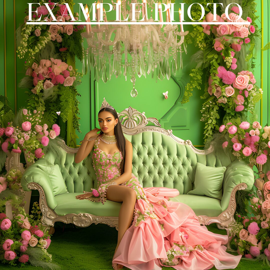 Luxury Pink and Green Barbie Backdrop: Digital Glam Overlay (digital ...