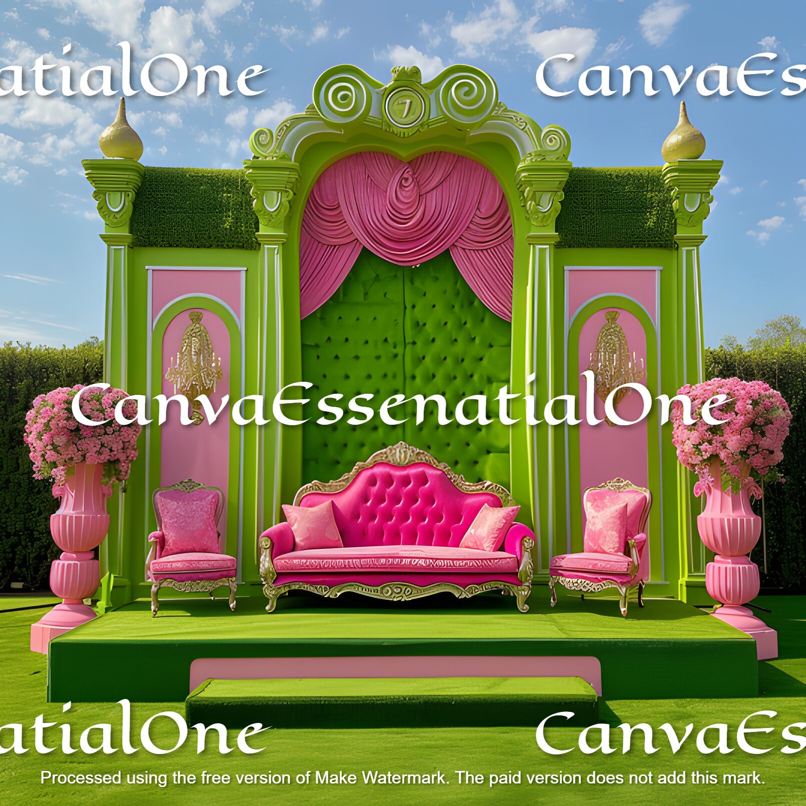 Luxury Pink and Green Barbie Backdrop: Digital Glam Overlay (digital ...