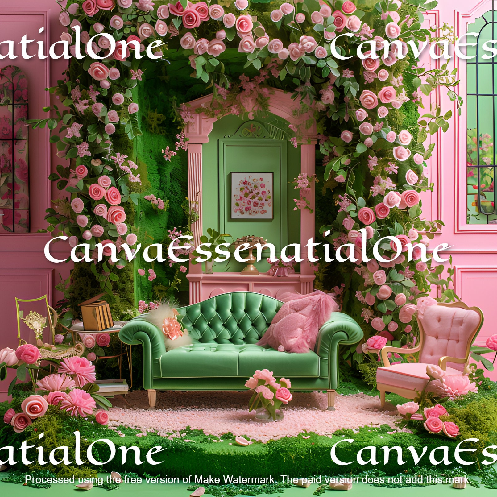 Luxury Pink and Green Barbie Backdrop: Digital Glam Overlay (digital ...