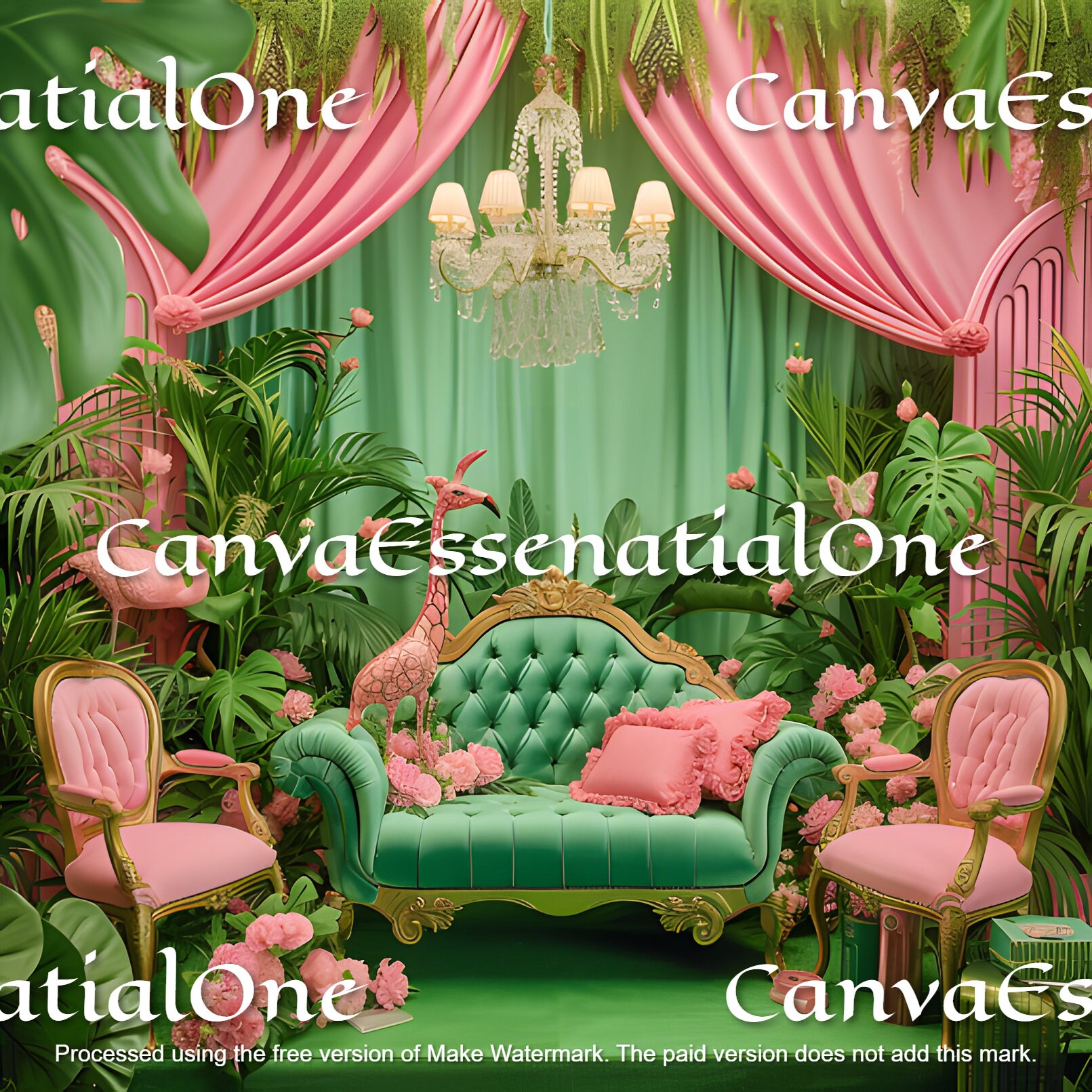Luxury Pink and Green Barbie Backdrop: Digital Glam Overlay (digital ...