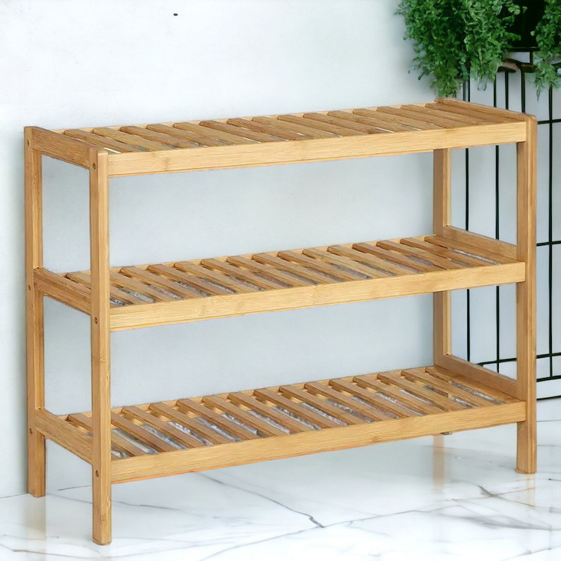 3 Tier Bamboo Shoe Rack, Storage Rack, Sturdy High Quality - Etsy