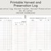Printable Harvest and Preservation Log | Harvest Tracker | Harvest ...