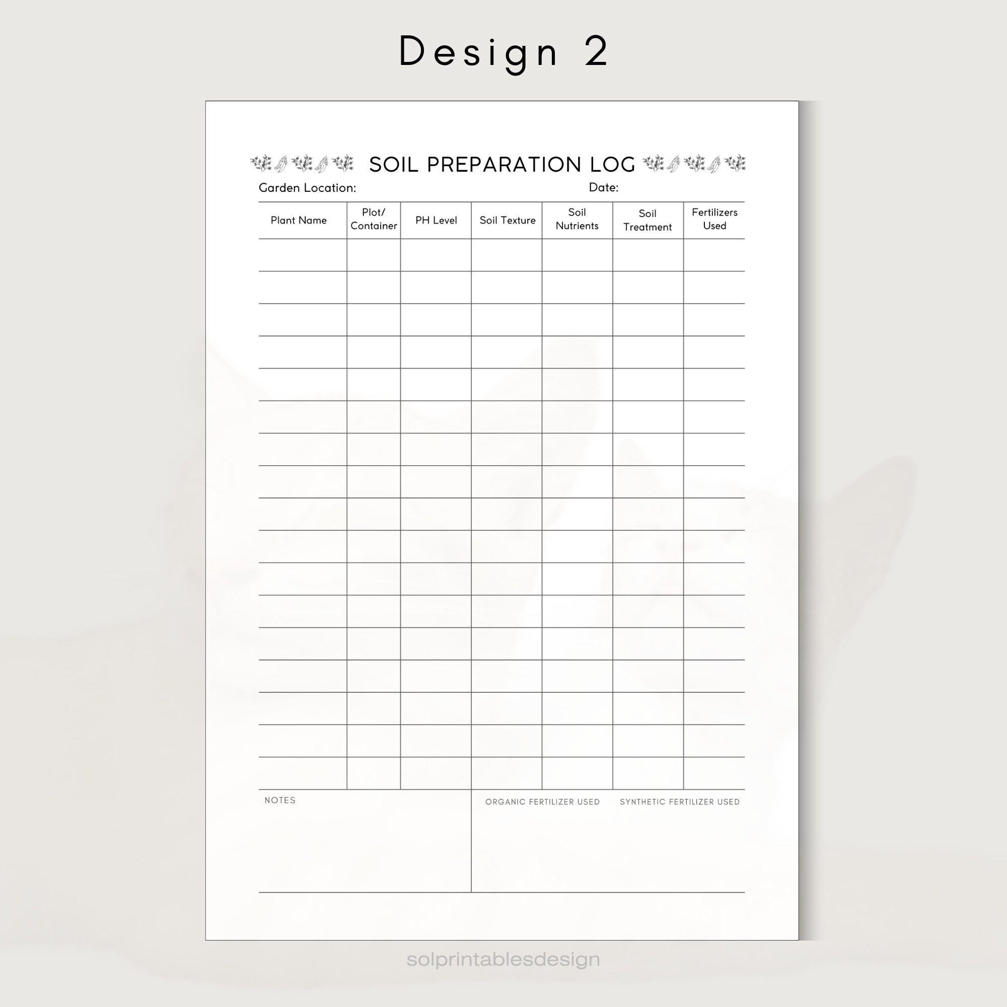 Printable Planting Planner | Plant Profile | Soil Preparation Log ...
