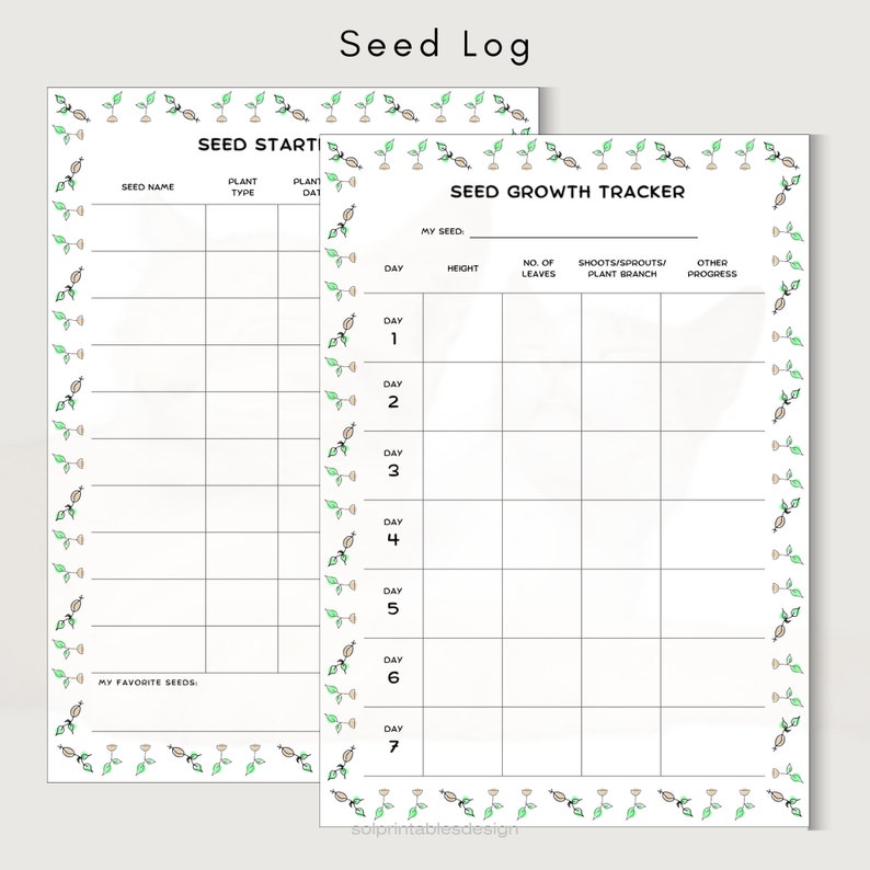 Printable Seed Starting Log for Kids Garden Planner for Kids Plant Care ...