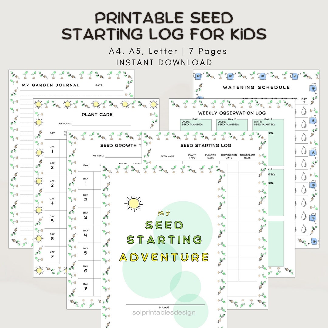 Printable Seed Starting Log for Kids Garden Planner for Kids Plant Care ...