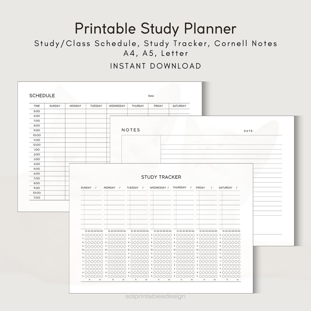 Printable Study Planner | Minimalist Study Planner | Class/study ...
