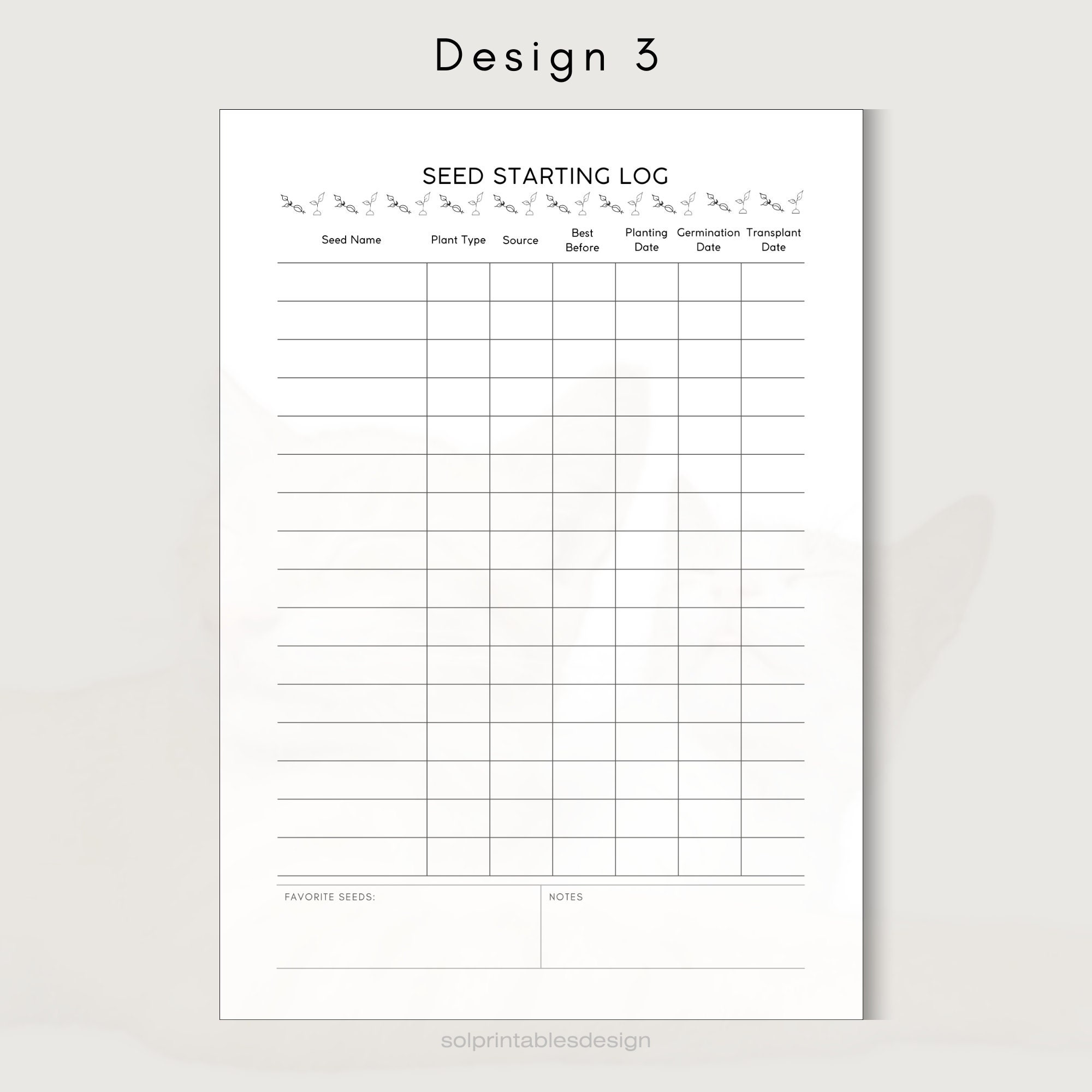 Printable Planting Planner | Plant Profile | Soil Preparation Log ...