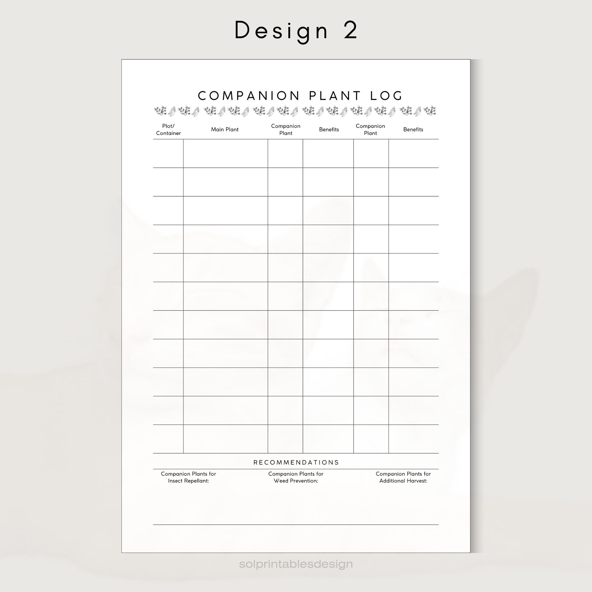 Printable Garden Log | Pests and Diseases Log | Companion Plant Log ...