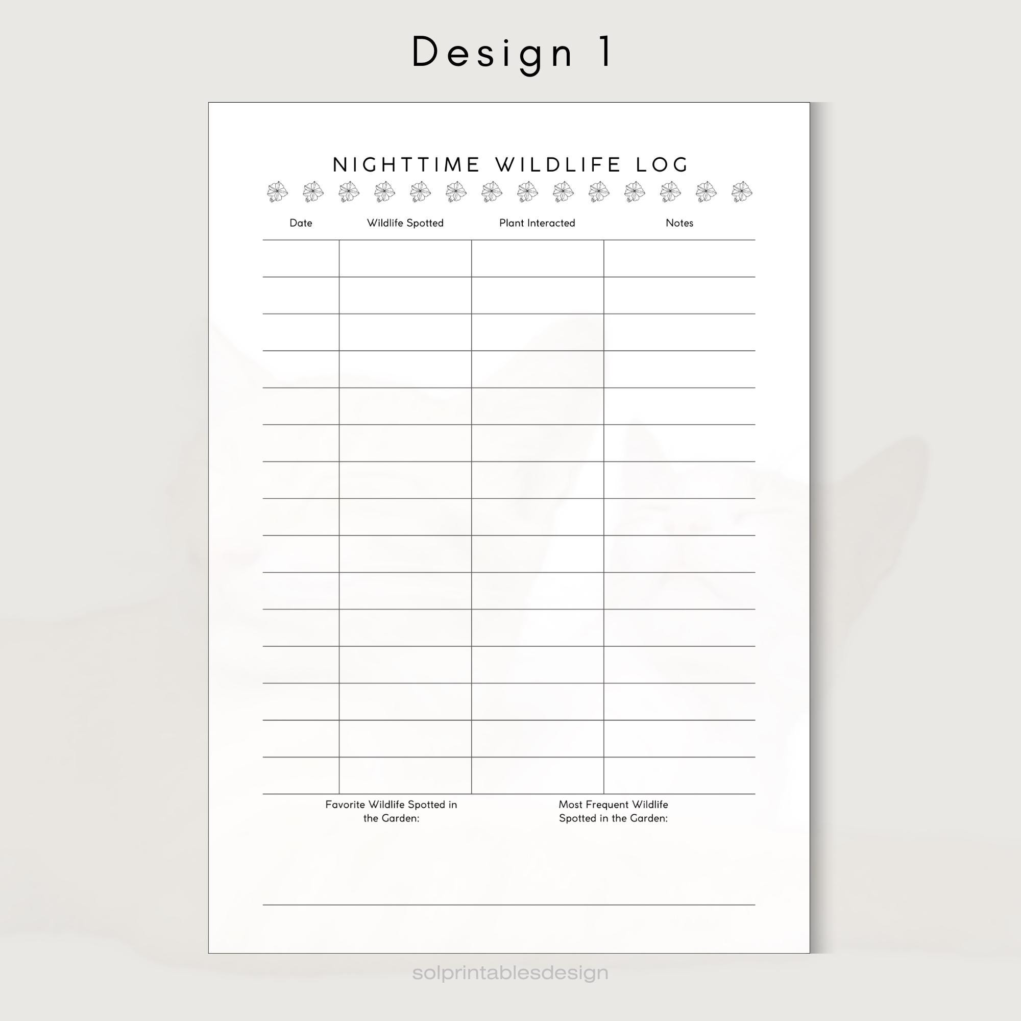 Printable Nighttime Plant Log Night-blooming Plant Guide Moonlight ...