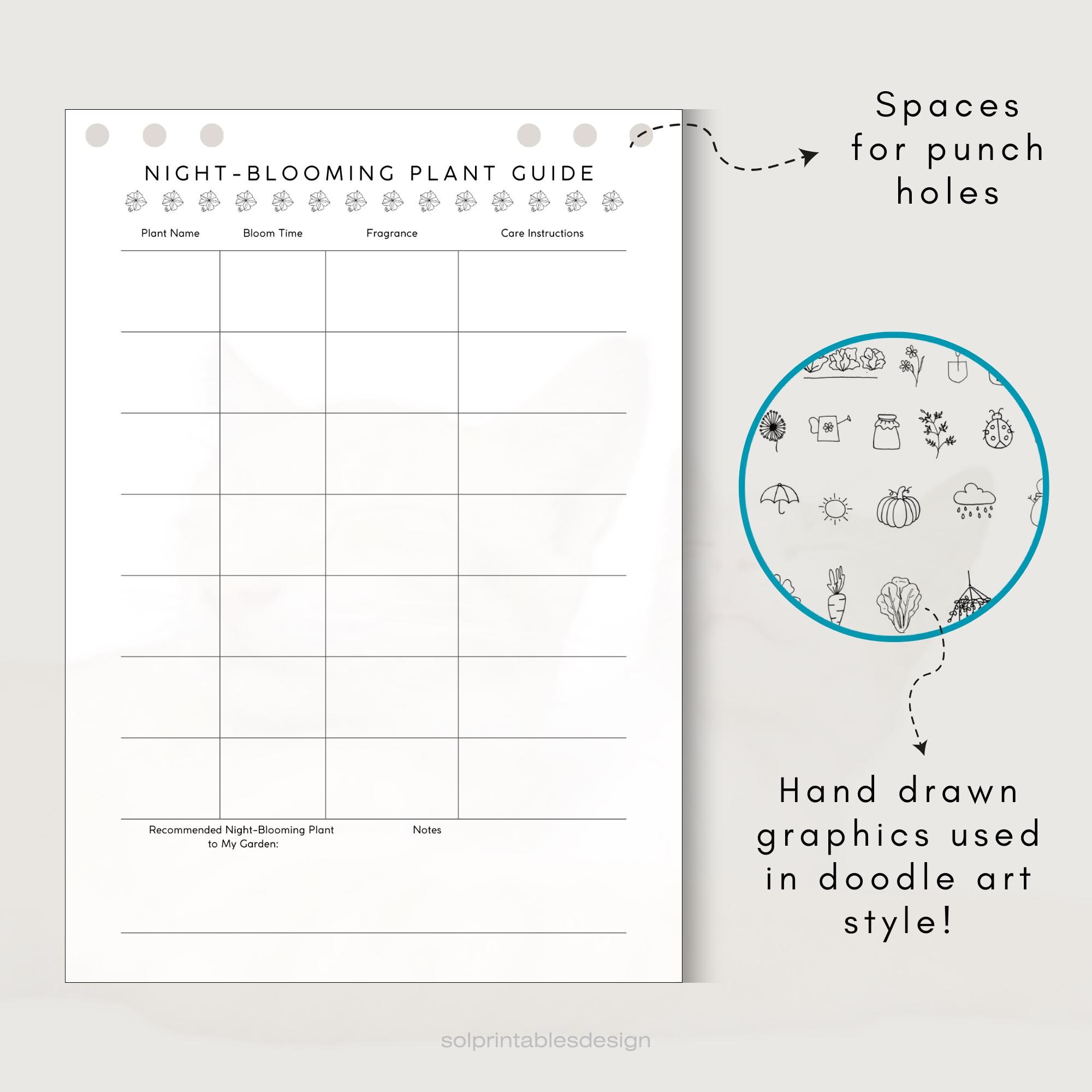Printable Nighttime Plant Log Night-blooming Plant Guide Moonlight ...