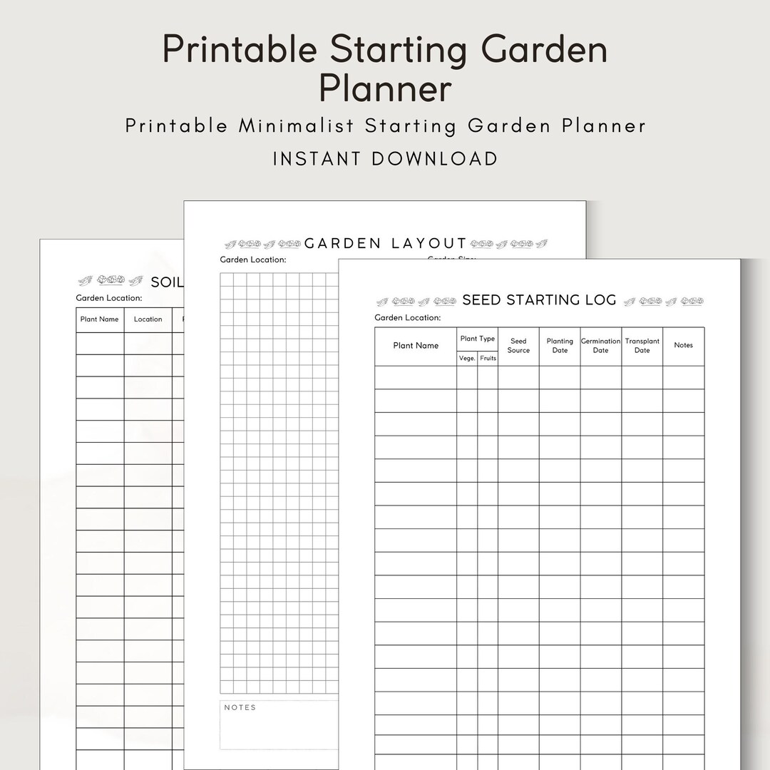 Printable Planting Planner | Garden Layout | Soil Preparation Log ...