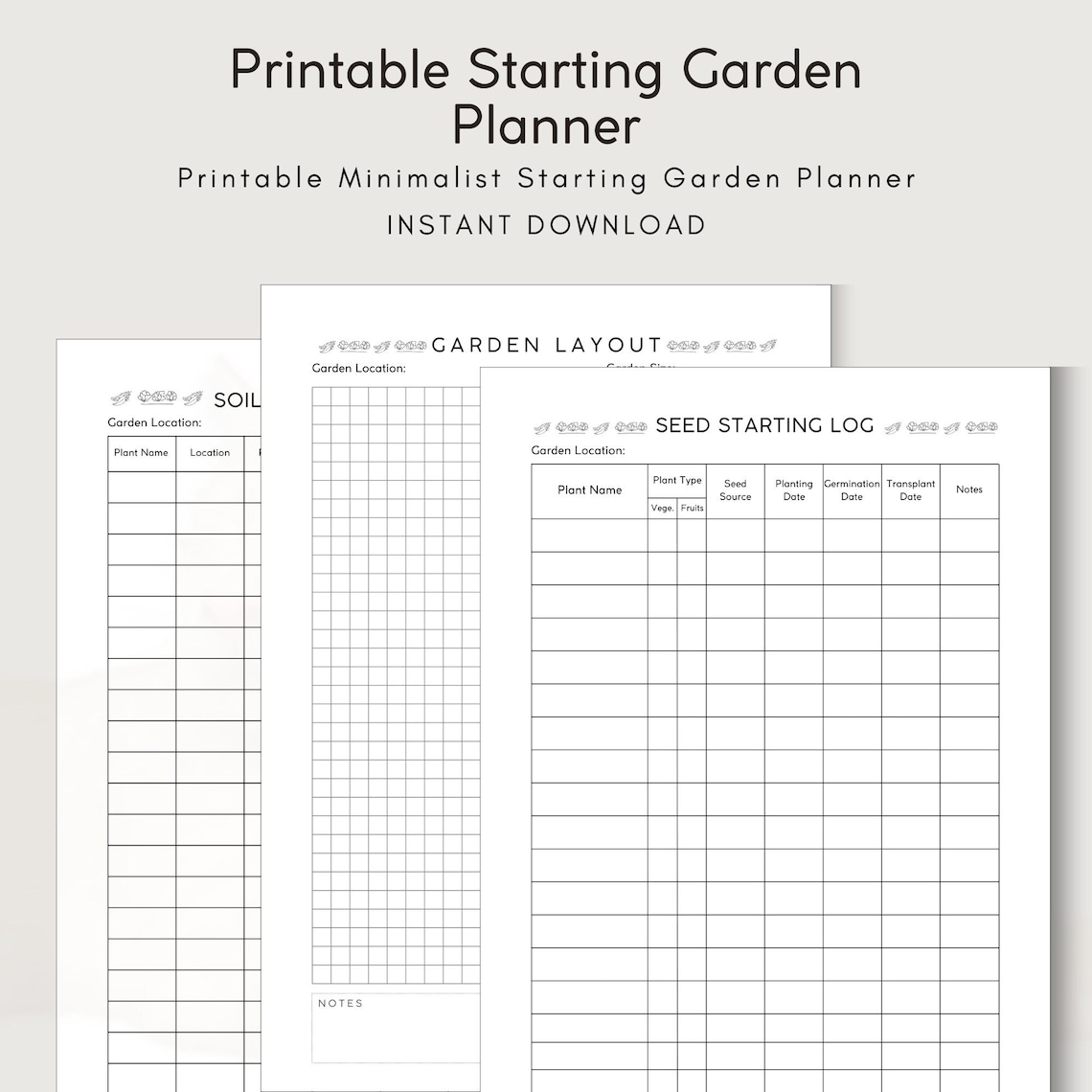 Printable Planting Planner | Garden Layout | Soil Preparation Log ...