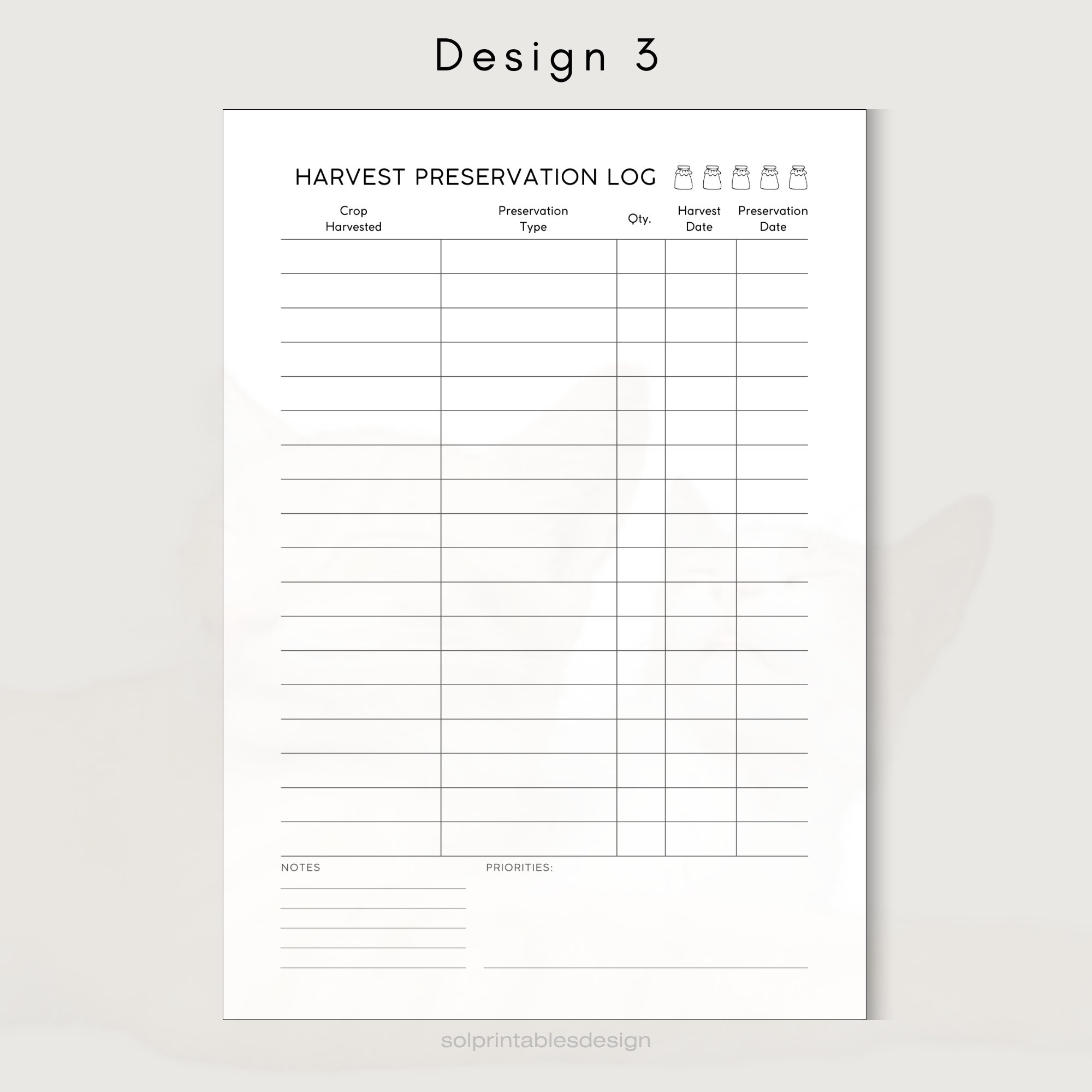 Printable Harvest and Preservation Log | Harvest Tracker | Harvest ...