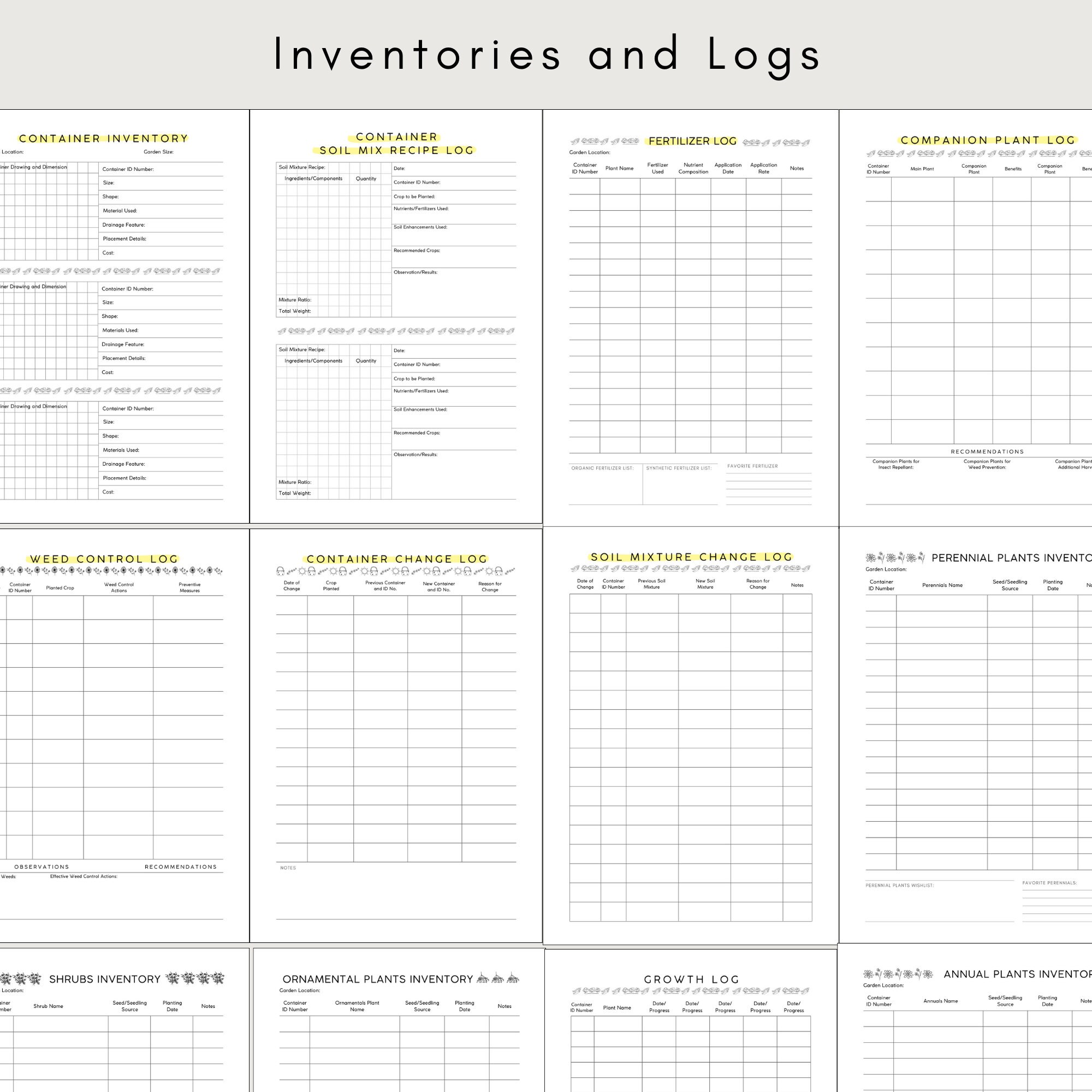 Container Garden Planner Printable Minimalist Planting Planner ...