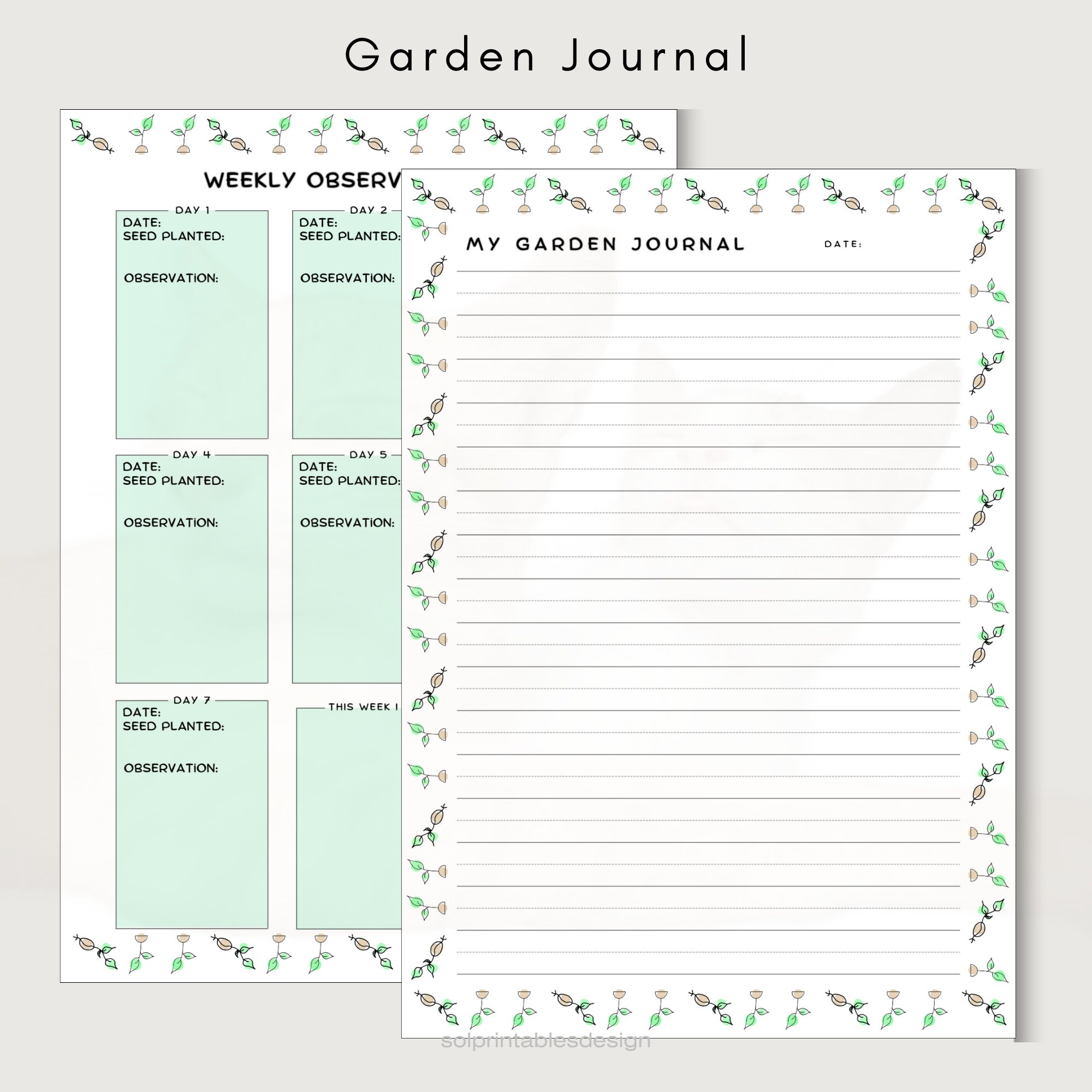 Printable Seed Starting Log for Kids Garden Planner for Kids Plant Care ...