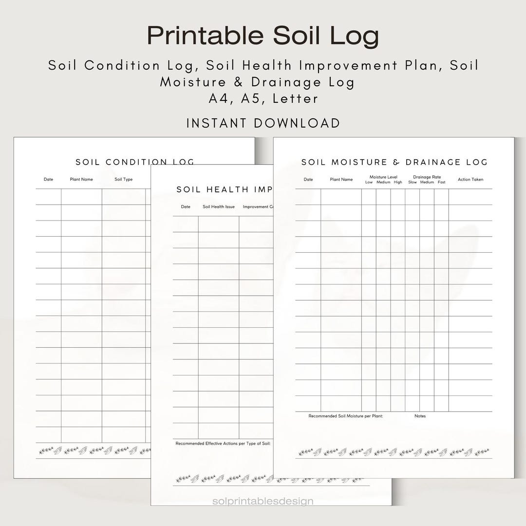 Printable Soil Log Soil Condition Log Soil Health Improvement Plan Soil ...