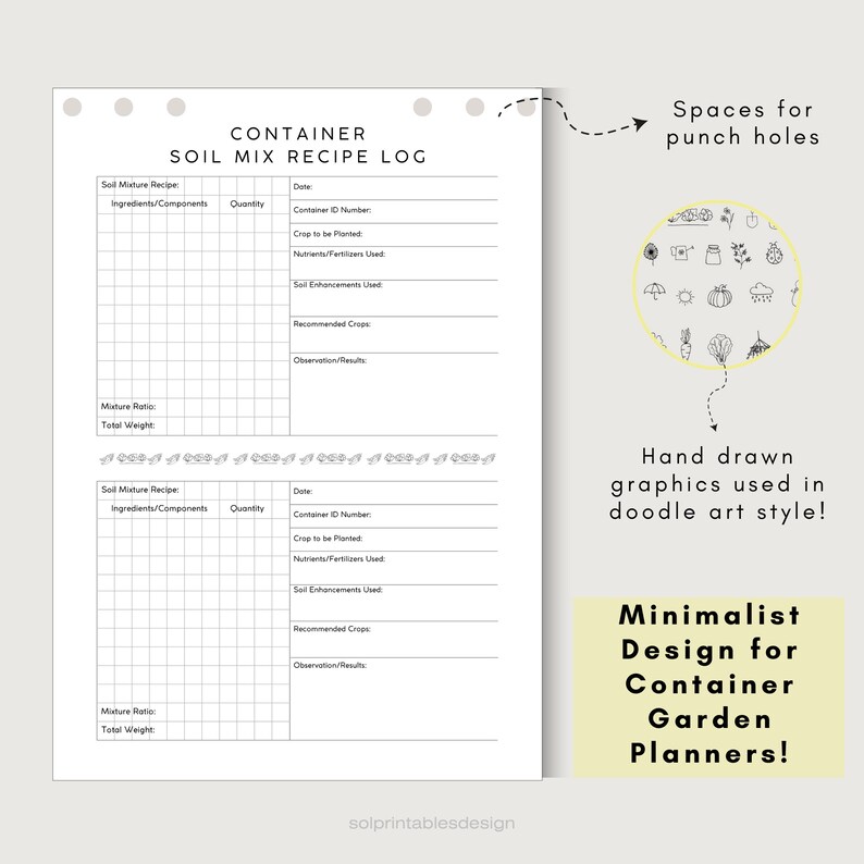 Container Garden Planner | Printable Minimalist Planting Planner ...