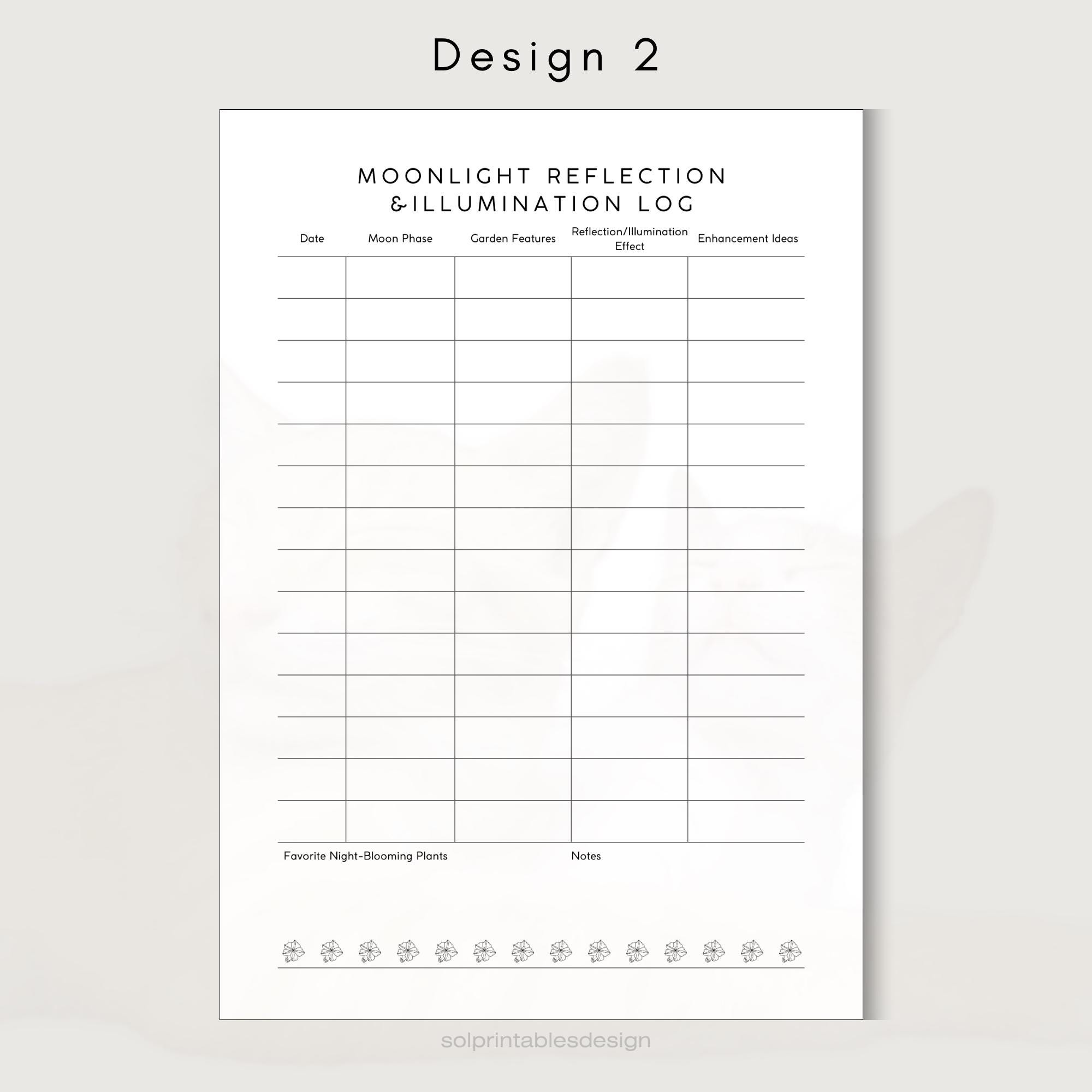 Printable Nighttime Plant Log Night-blooming Plant Guide Moonlight ...