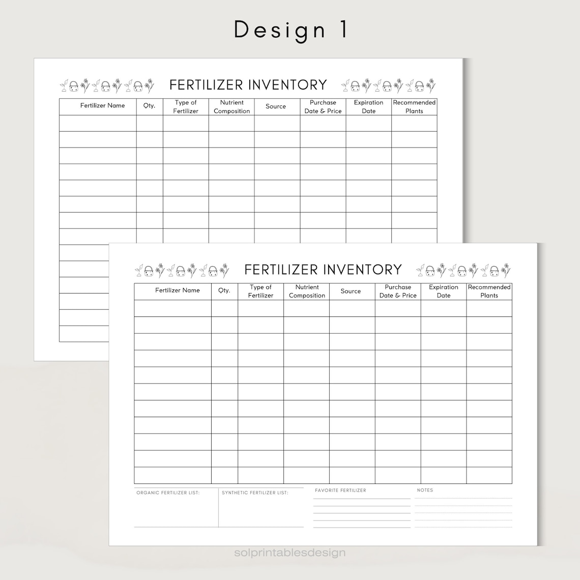 Printable Seed & Fertilizer Inventory | Seed Inventory | Fertilizer ...