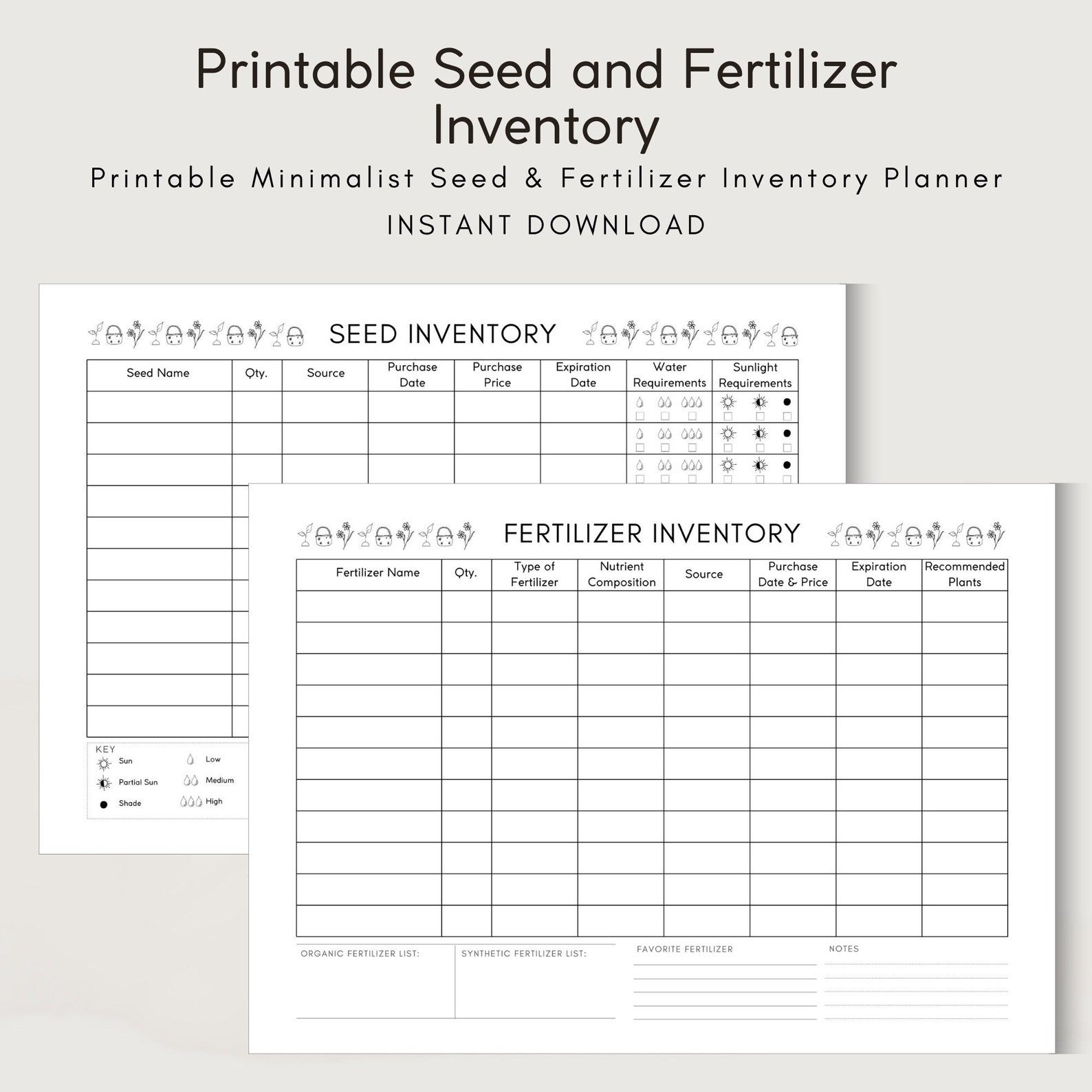 Printable Seed & Fertilizer Inventory | Seed Inventory | Fertilizer ...