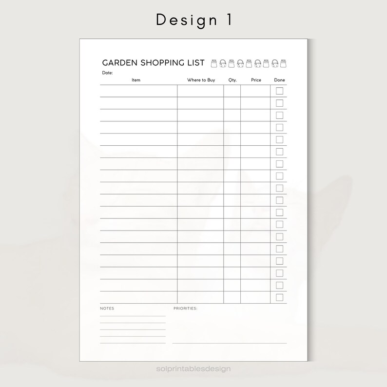 Printable Garden Budget and Expenses Planner | Garden Shopping List ...
