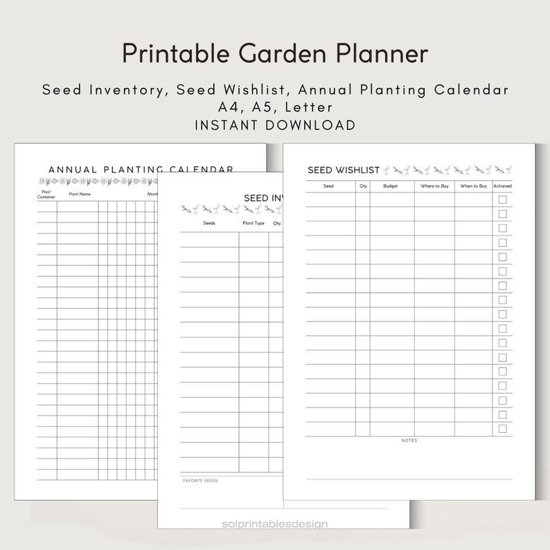 Printable Planting Planner | Seed Inventory | Seed Wishlist | Annual ...