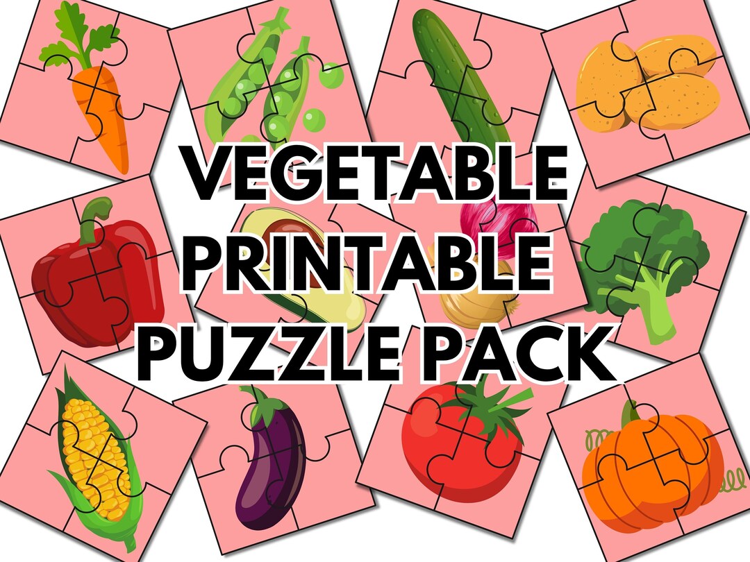 Printable Kids Puzzles Vegetable Puzzle Pack Fun for Kids - Etsy