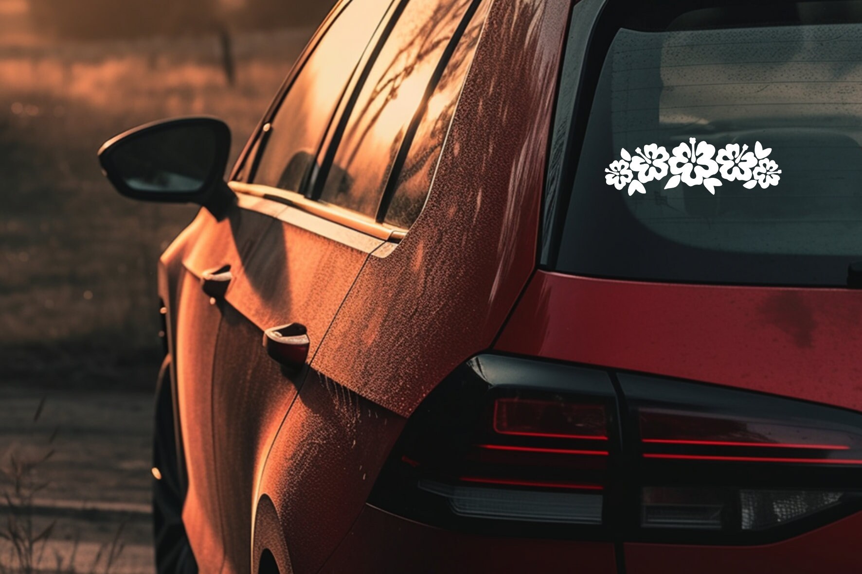 Hibiscus Flowers Decal Vinyl Car Decal Floral Car Decal - Etsy