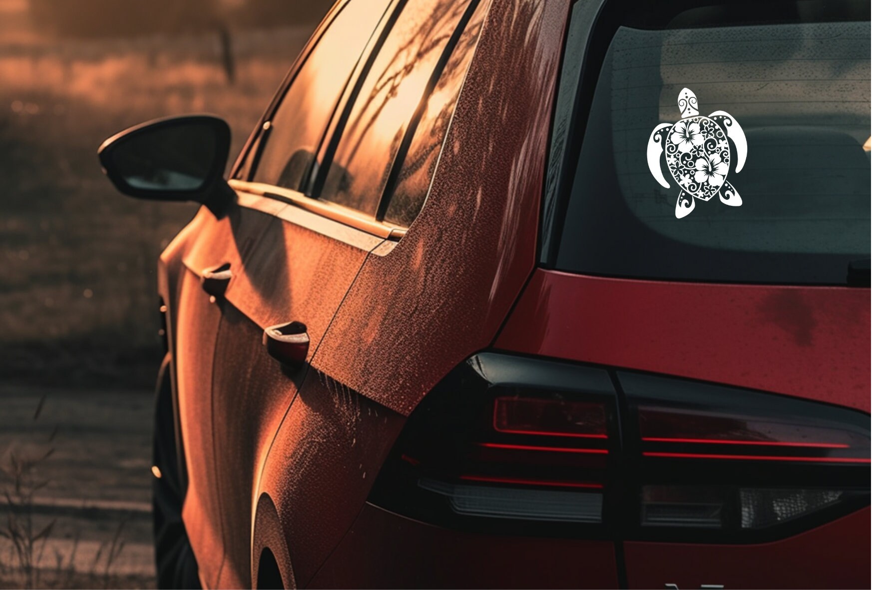 Turtle Hibiscus Flower Decal Vinyl Car Decal Turtle Car Decal - Etsy