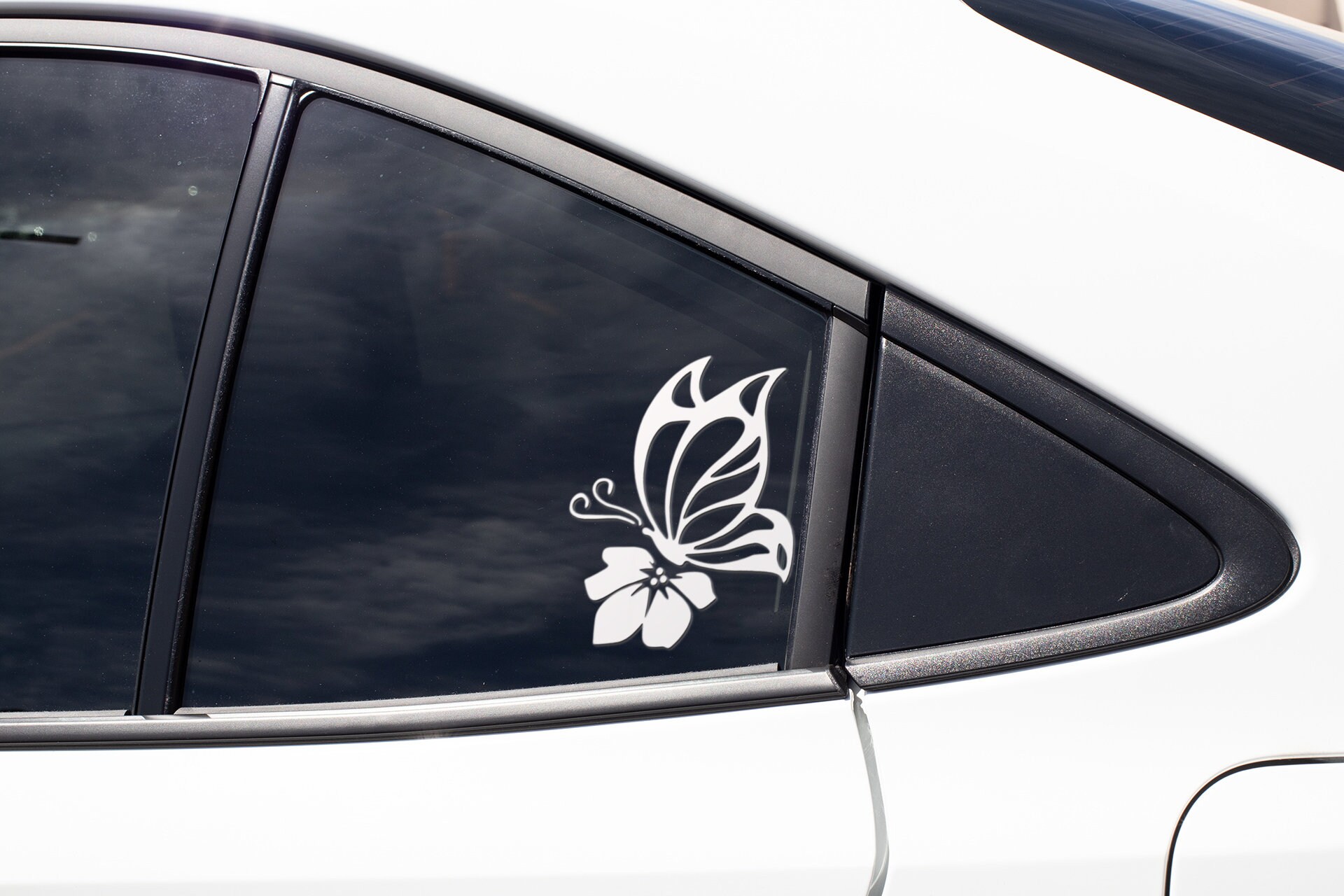 Butterfly and Flower Decal Vinyl Car Decal Butterfly Car Decal - Etsy