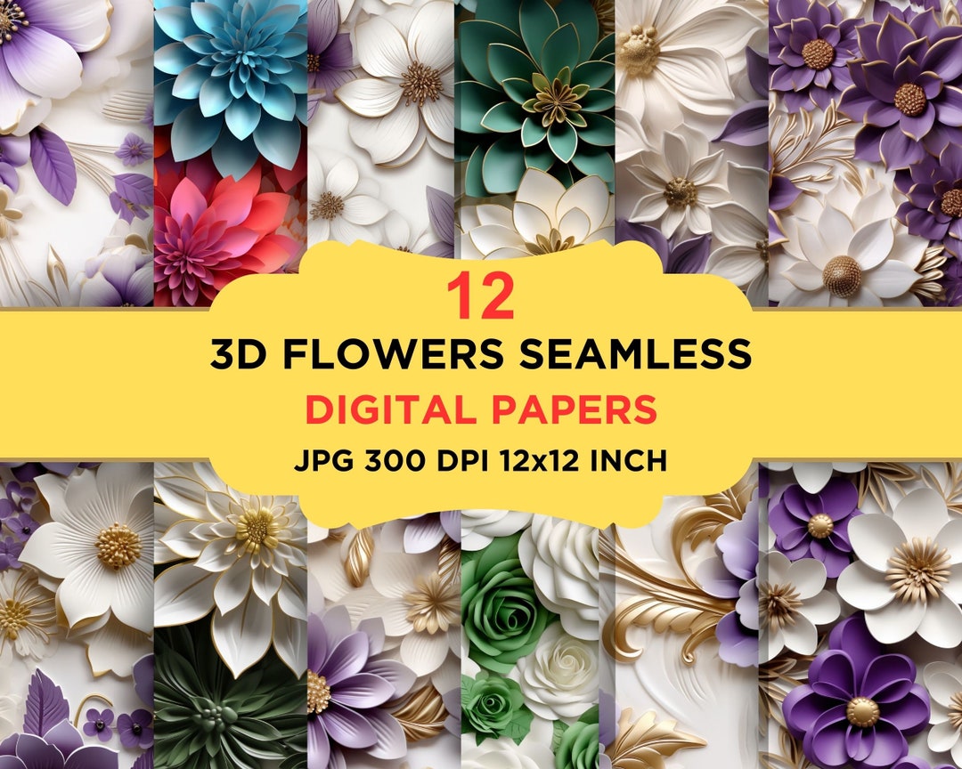Flowers Digital Papers Flowers Seamless Pattern Floral - Etsy