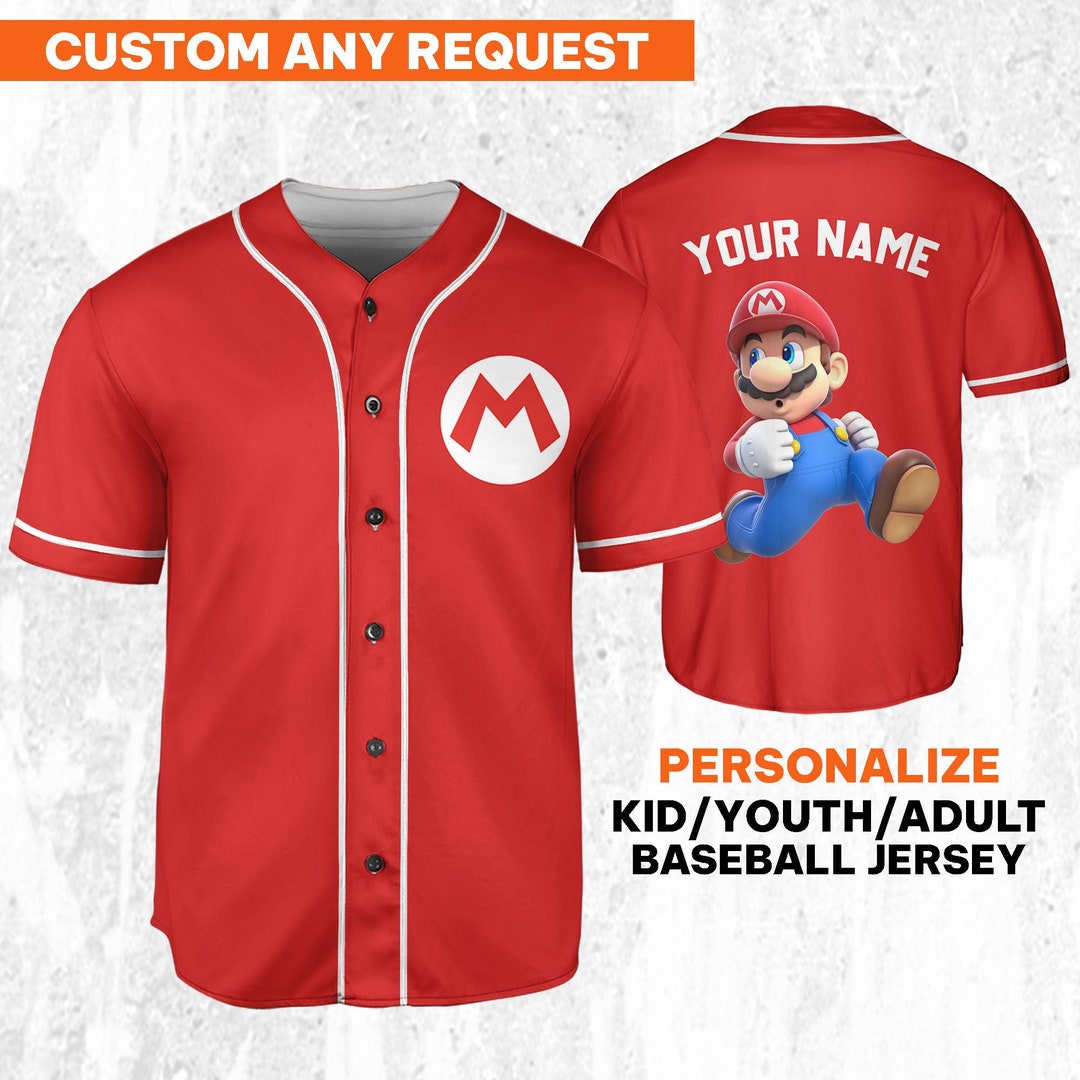 Personalize Mario Funny Red Jersey Matching Baseball Team - Etsy