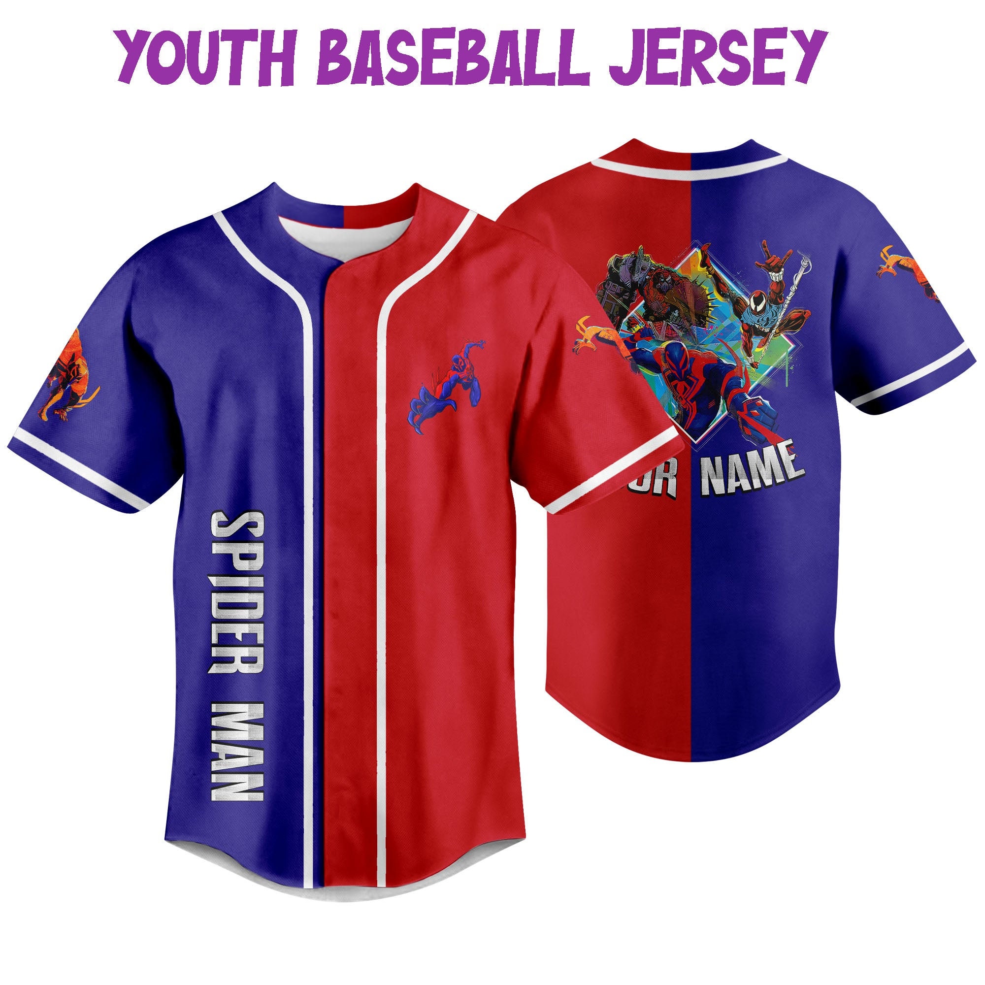 Personalized Spider-Man Across the Spider-Verse Baseball Jersey sold by ...