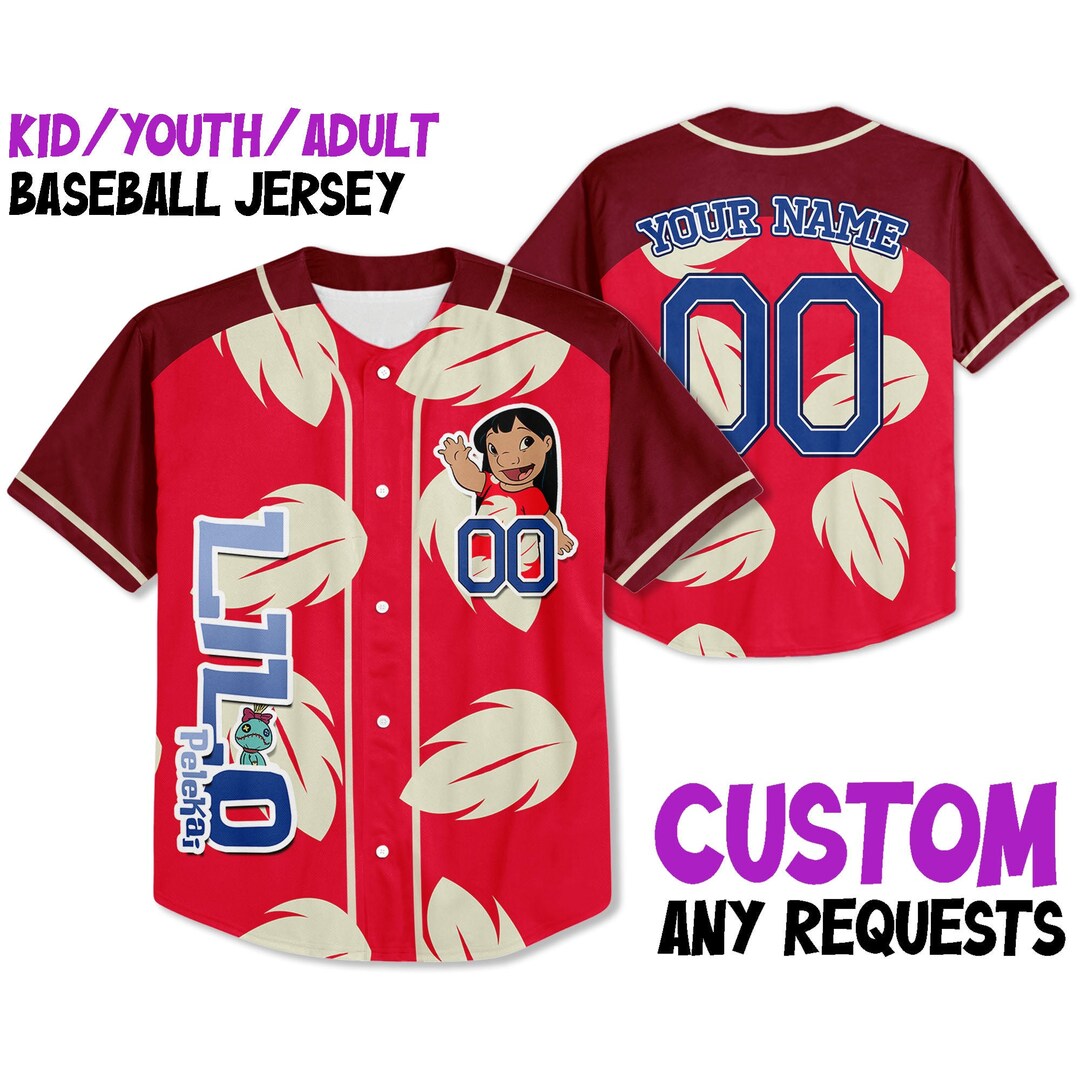 Custom Lilo and Stitch Lilo Red Binding Baseball Jersey - Etsy
