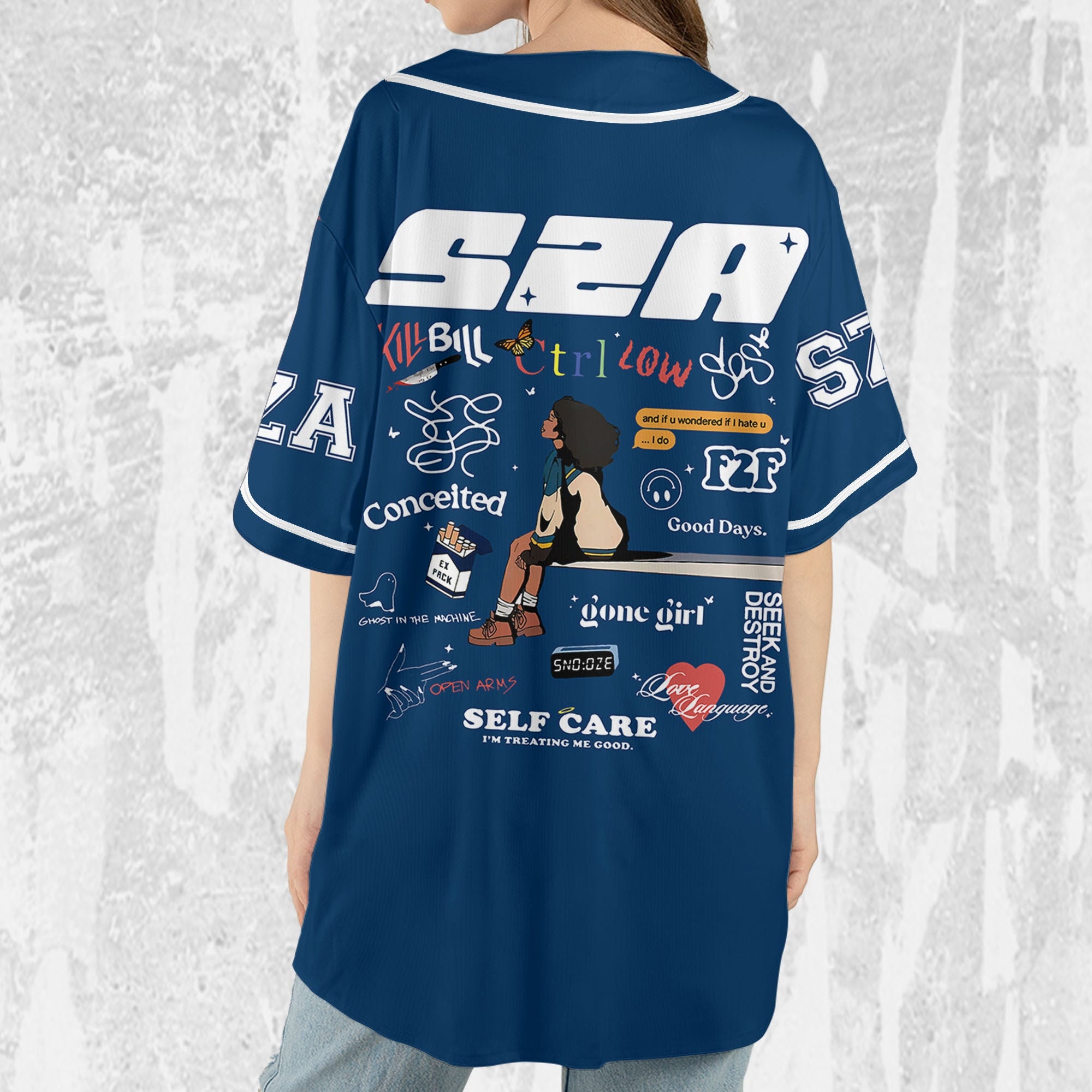 Personalize SZA SOS Blue Jersey, Sza Baseball Jersey, SOS New Album ...