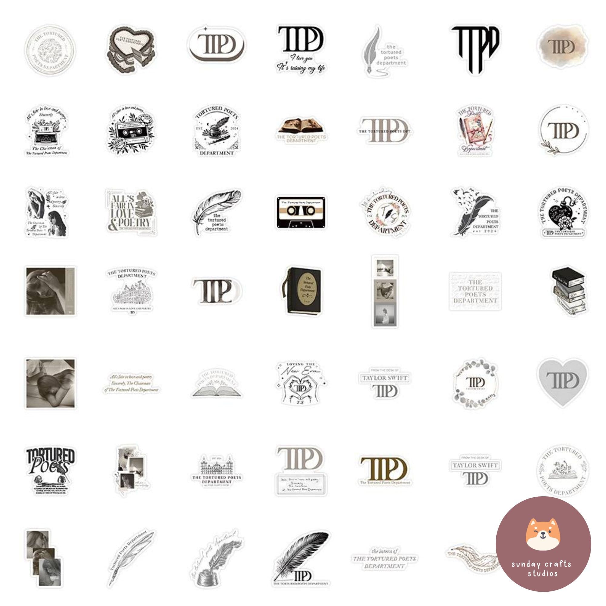Taylor Swift TPD the Tortured Poets Department Stickers Mix Pack of 50 ...