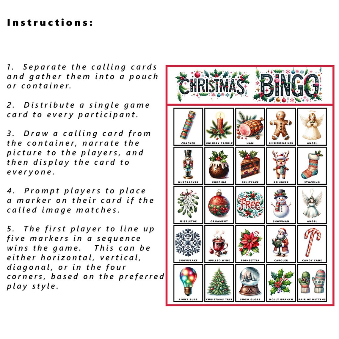 100 Christmas Bingo Game, Christmas Bingo Cards, Christmas Bingo Boards ...