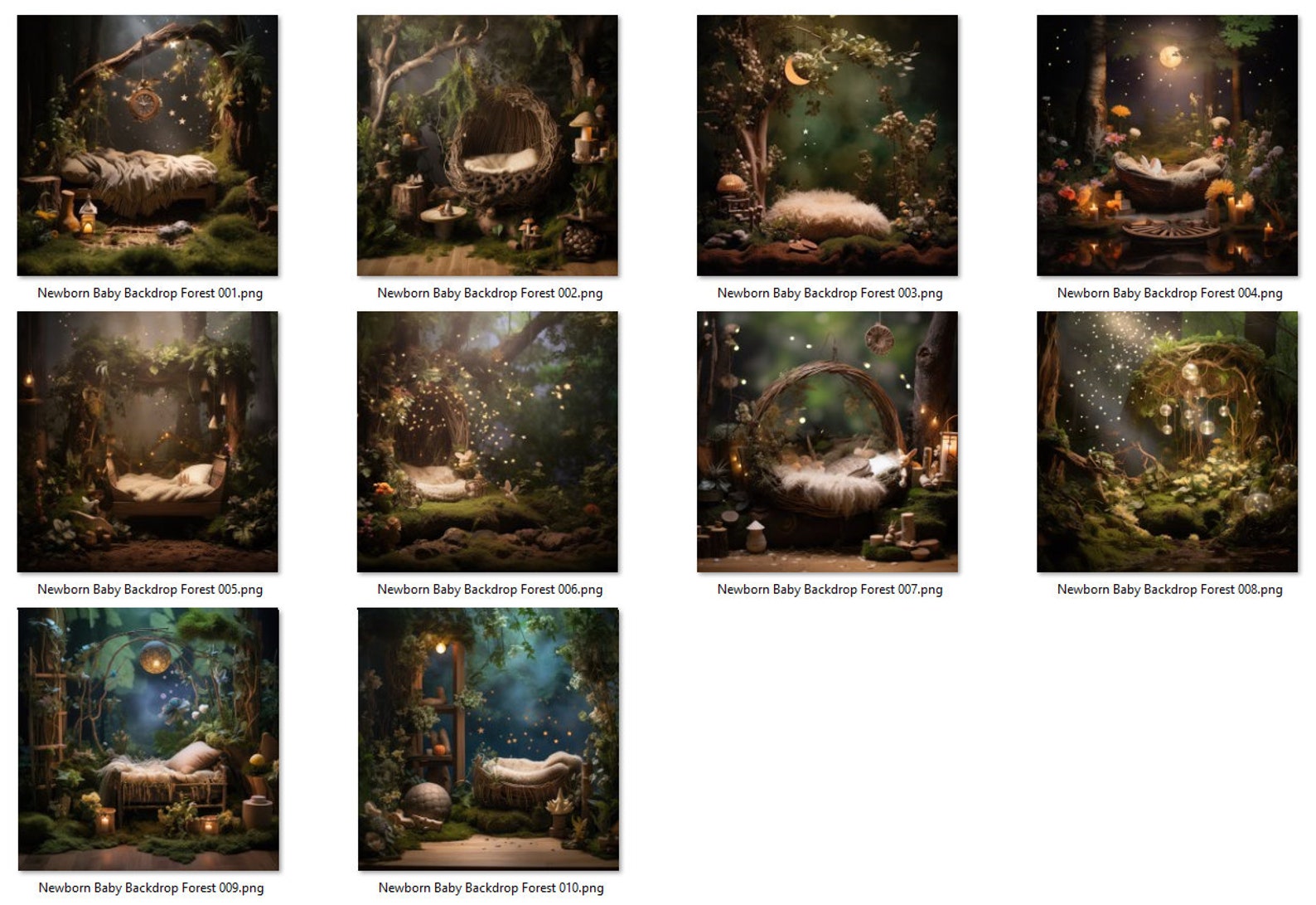 10 Magical Forest Newborn Baby Photoshoot Backdrops Digital PNG ...