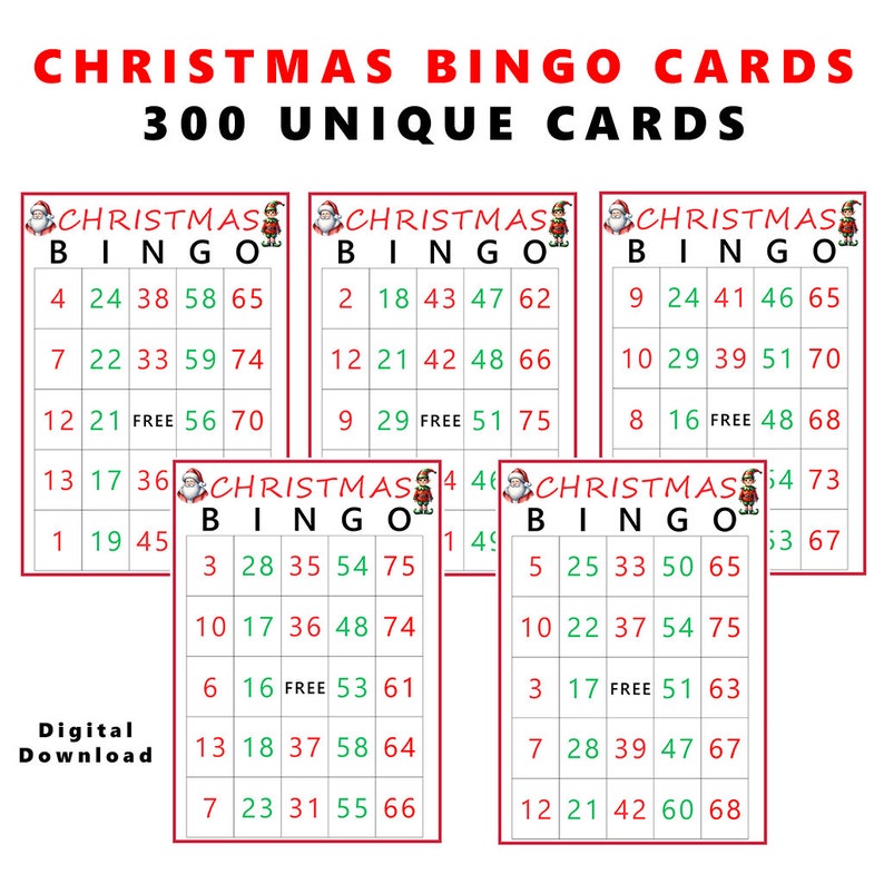 300 Christmas Bingo Game, Christmas Bingo Cards, Christmas Bingo Boards ...