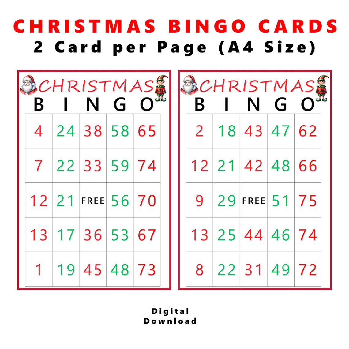 300 Christmas Bingo Game, Christmas Bingo Cards, Christmas Bingo Boards ...