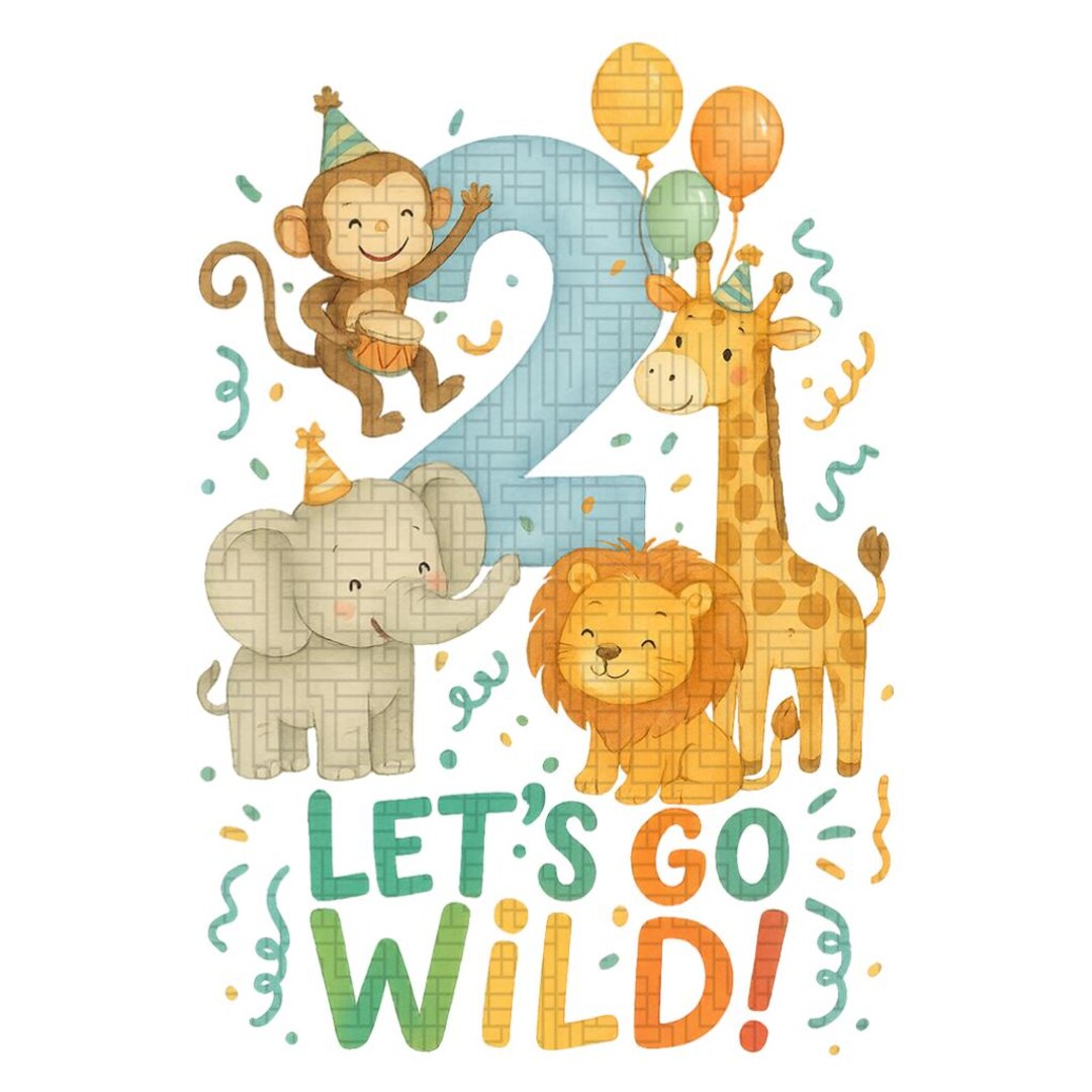 Safari Animal 2nd Birthday Theme Clipart | 2 Number Two Safari PNG ...