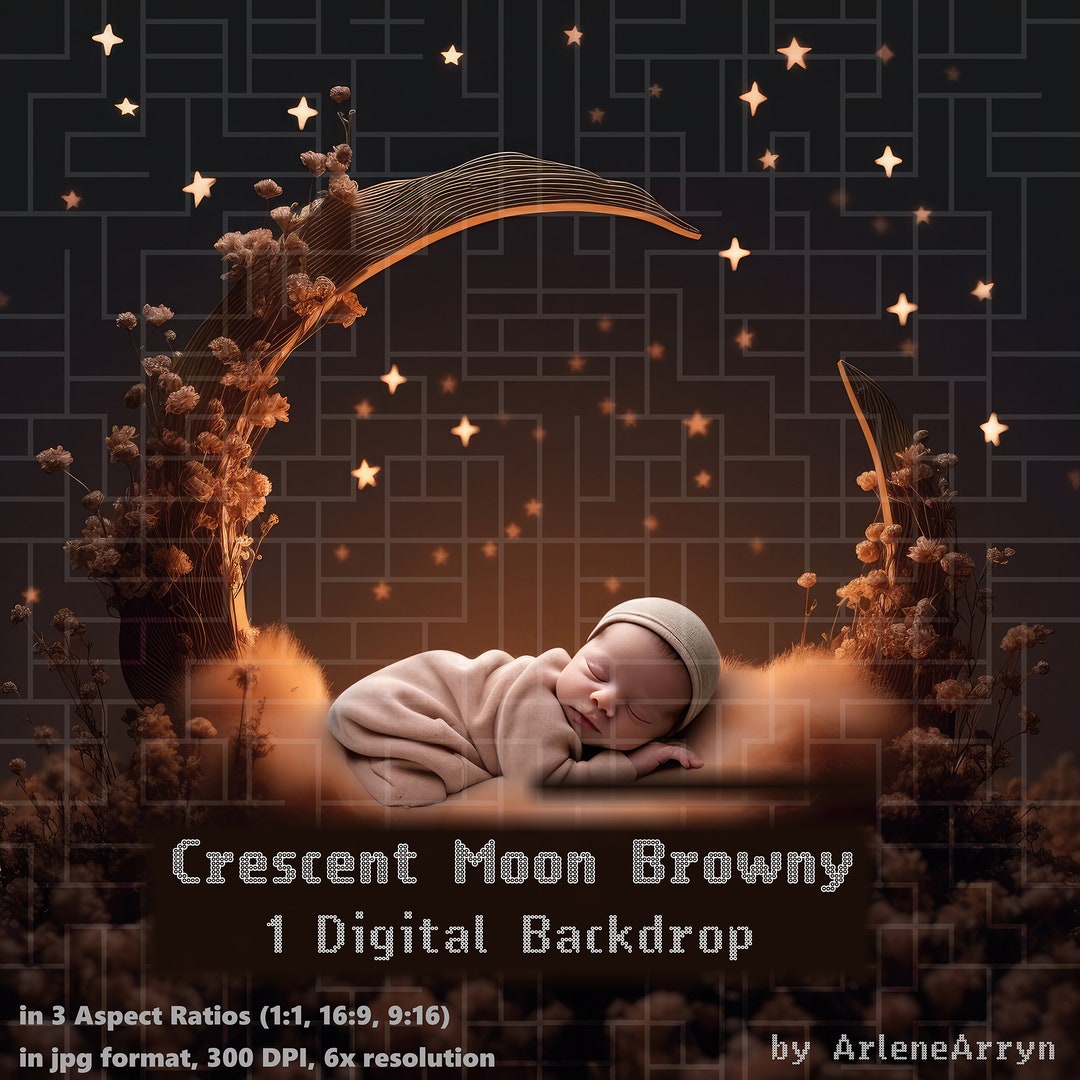 Crescent Moon Browny Dreamy Newborn Photo Backdrops Digital Background ...