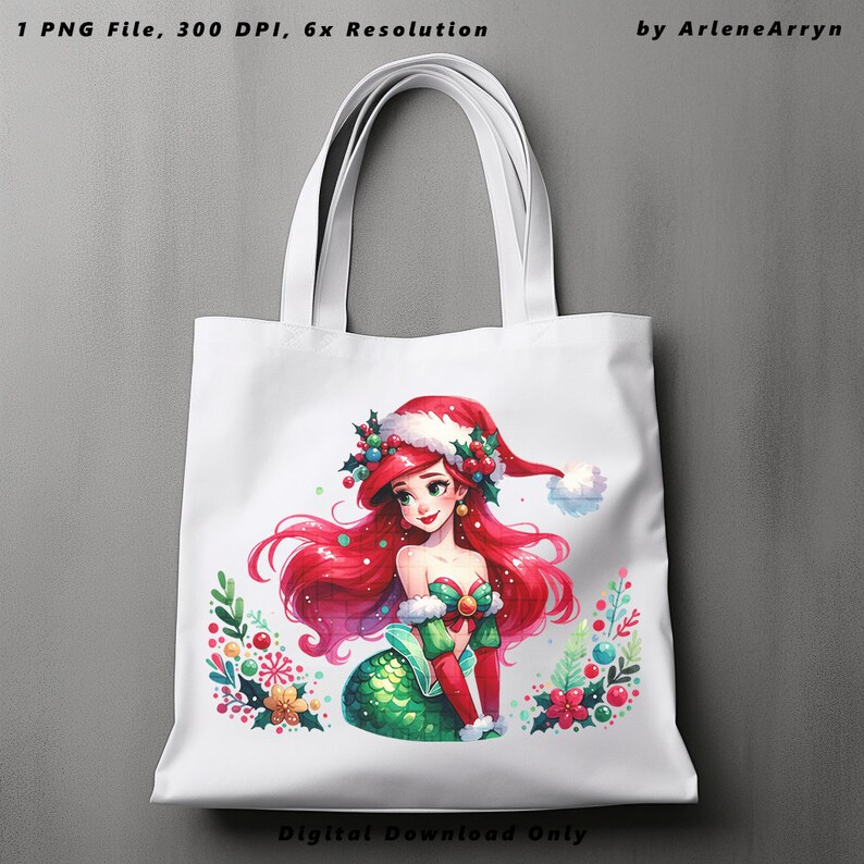 Mermaid Christmas PNG Little Mermaid Christmas Clipart PNG - Etsy