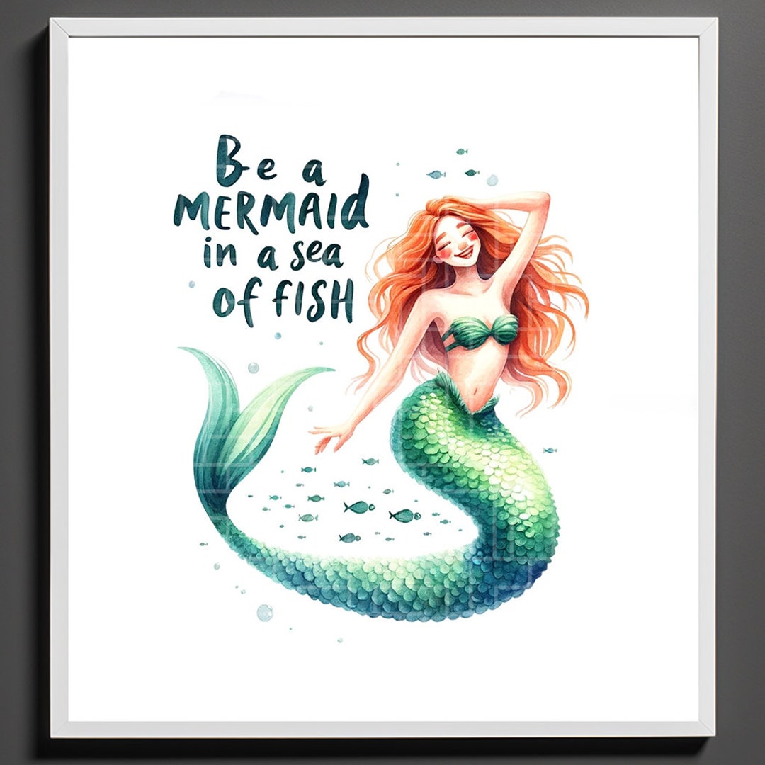 Mermaid Prints, Mermaid Wall Art, Mermaid Printable Art, Mermaid Poster ...