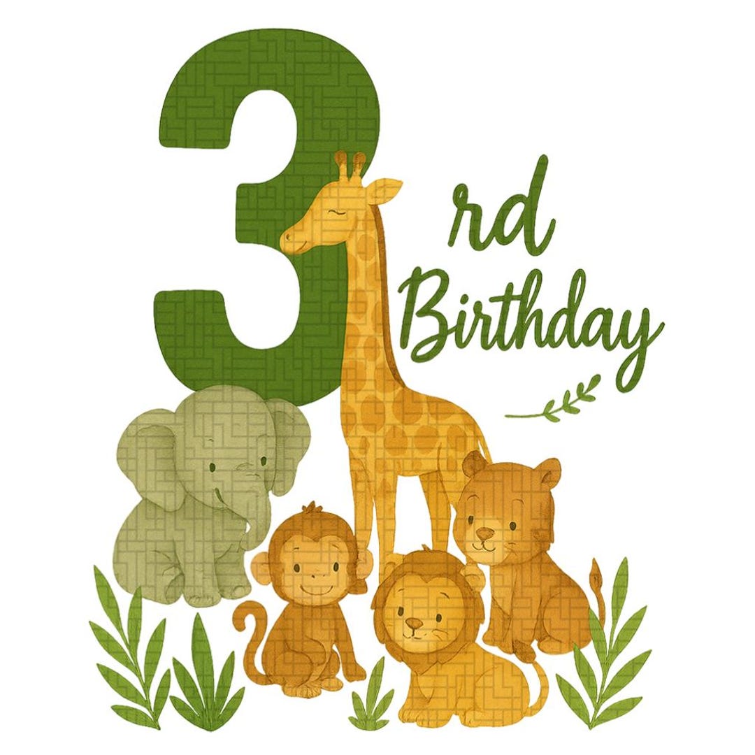 Safari Animal 3rd Birthday Clipart | 3 Number Three Safari PNG | Safari ...