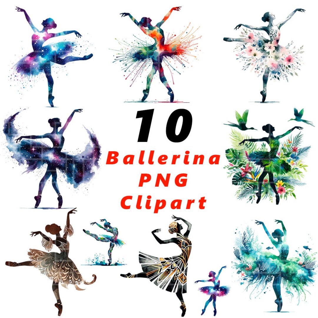 Ballerina PNG Bundle, Ballerina Clipart PNG, Ballet Watercolor Clipart ...