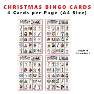 100 Christmas Bingo Game, Christmas Bingo Cards, Christmas Bingo Boards ...